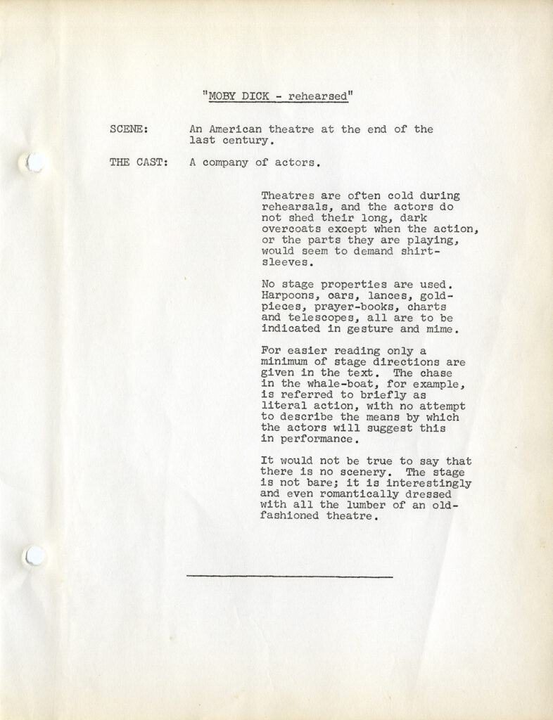MOBY DICK—Rehearsed (1962) Theater script by Orson Welles - WalterFilm