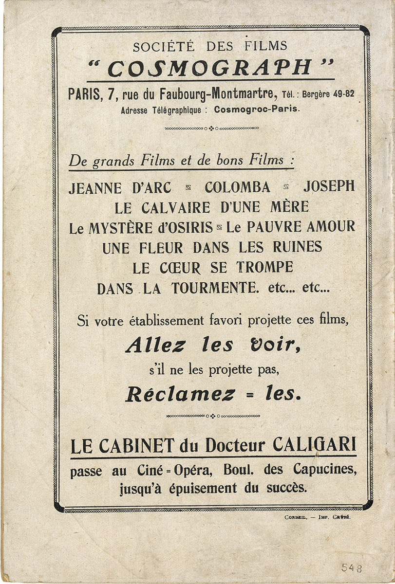 LE CABINET DU DOCTEUR CALIGARI [THE CABINET OF DR. CALIGARI] (1922 ...